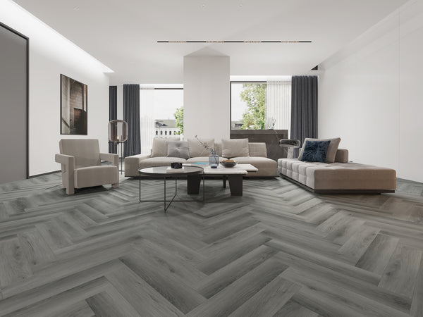 Alva dry back LVT 1.38m Herringbone Special Yosemite Dark Oak - The ...